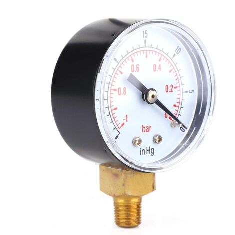 Manómetro de vacío con conexión inferior BSPT de 1/8", indicador de cuadrante de 50 mm ...