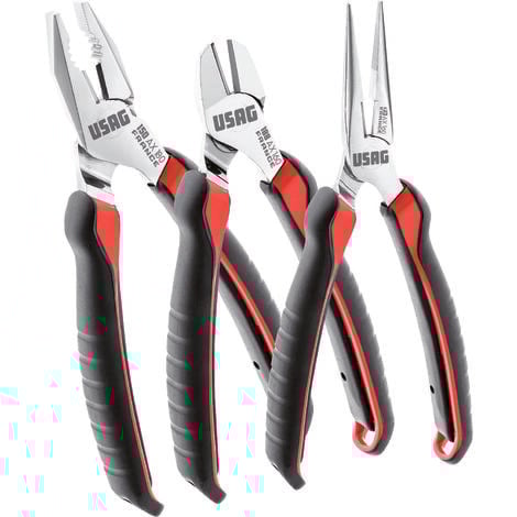 Usag U01500201 Sortiment mit 3 Universalzangen, Spitzzangen und Zangen