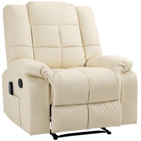 Fauteuil de Massage Électrique - Revêtement Simili Cuir Crème ...