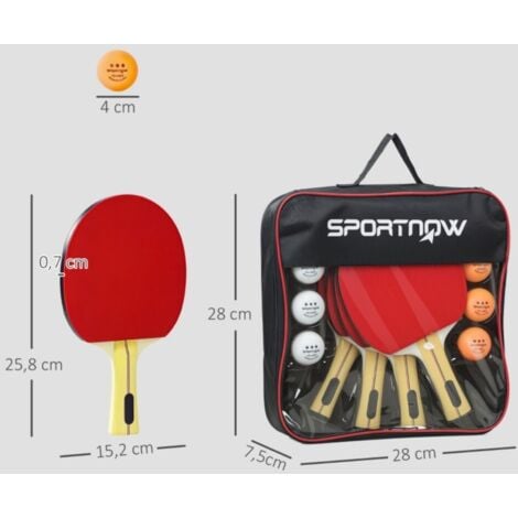 Ensemble de raquettes de ping-pong-4 raquettes-8 balles-sac de ...