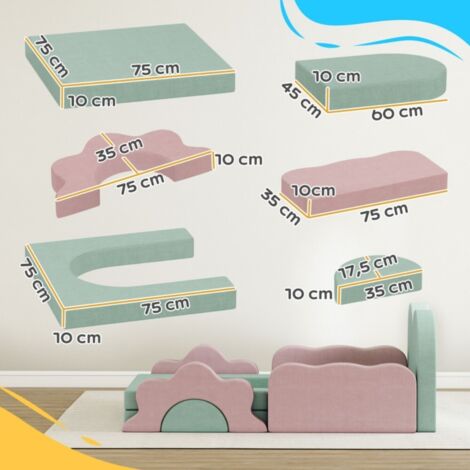 Parc bébé 12 Blocs Mousse Gym Tapis-Jeu Intérieur Corduroy-Grimper ...