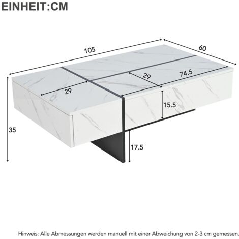 Table basse blanche effet marbre brillant LED, design moderne buffet ...