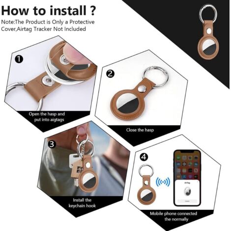 Sollbry Fundas protectoras de cuero, llavero AirTag, funda portátil ...