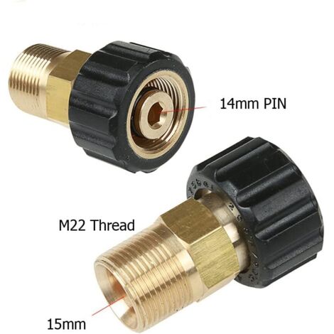 Sollbry Accesorio de latón para hidrolavadora, conector hembra métrico M22 x 14 mm (pasador) que ...