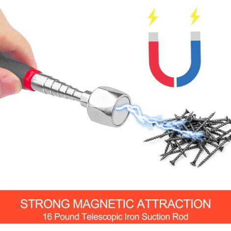 Sollbry Imán telescópico de acero inoxidable, recogedor magnético ...