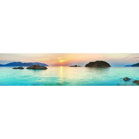Brise vue Trompe l'oeil - 110x467 cm - Couché de soleil - Recto Imprimé ...