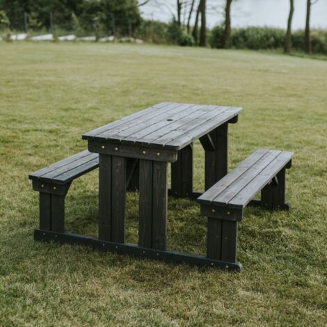 Guernsey 6 Seat Walk-In Wooden Garden Bench - Dark Grey - FSC Mix Credit