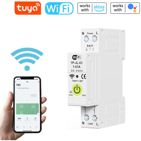 TUYA WIFI Smart Circuit Breaker Leistungsmessung Energiezähler 1P 63A ...