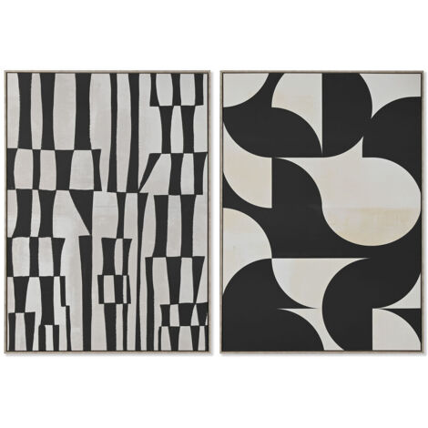 Tela Home ESPRIT Nero Beige polistirene Tela Moderno 103 x 4,5 x 143 cm (2 Unità)