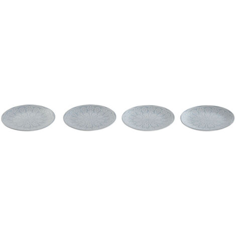 Set di piatti Home ESPRIT Azzurro Gres Mandala Arabo 19,5 x 19,5 x 2 cm