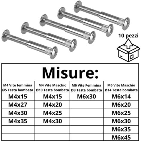Vis de Connexion Pour Meubles et Poignées Vis à Tube Fileté Métrique ...