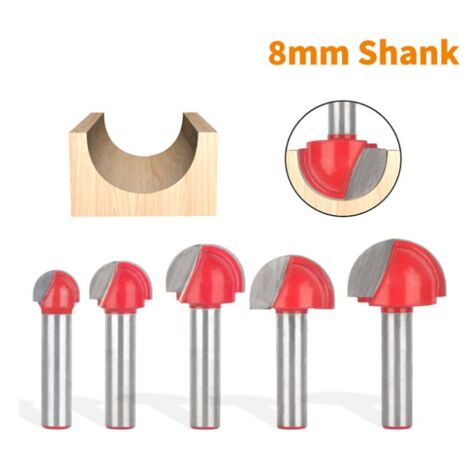 Fraise à Fond Rond Bois, 5 PCS Router Bits 8mm Tige Fraise à gorges Carbure Queue Fraise à ...