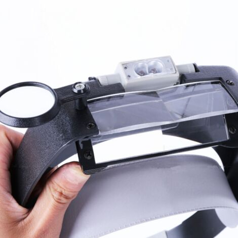 Loupe serre-tête pour horloger, bijoutier, lecture, mains libres avec éclairage LED, gris