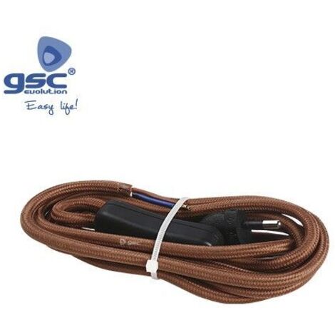 Cable textil 1.5M (2x0.75mm) clavija + interruptor Marron GSC 001102960