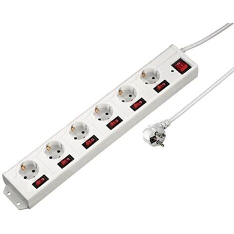 Hama Socket Line 6-fach single switchable white 223159