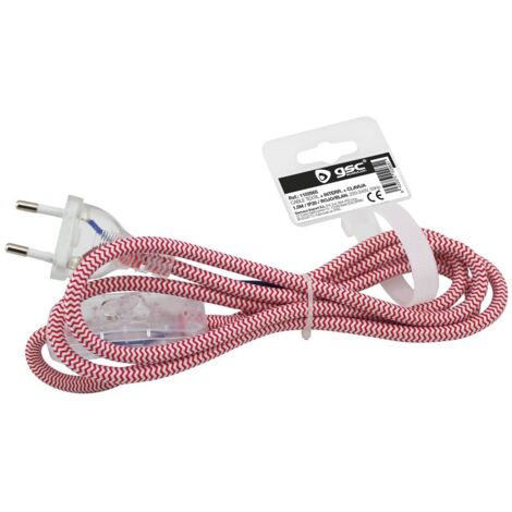 Cable textil 1.5M (2x0.75mm) clavija + interruptor rojo y blanco GSC ...