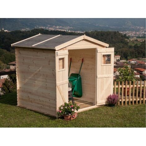 Box pine rough Greta 200x250cm blockhouse roof OSB panels double door Losa