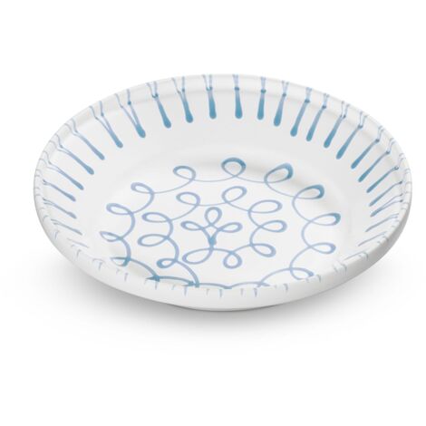 Gmundner Cerámica Azul Flameado, Cuenco con aro (Ø 28cm)