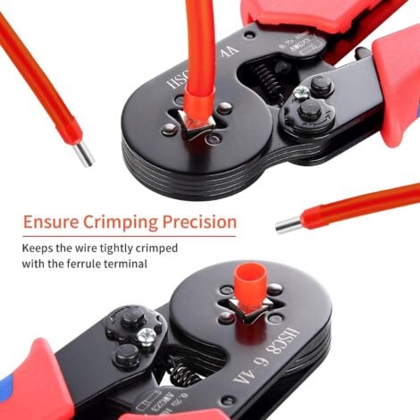 Pince à Sertir HSC8 6-4,1200, 0.25-10mm²-Pince Sertir Cosse pour Installations Électriques et ...