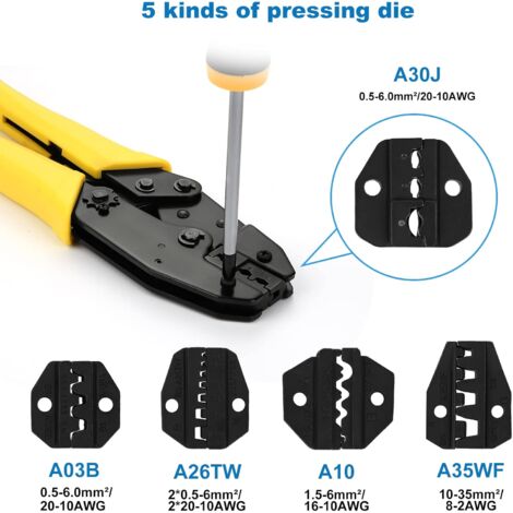 Pince Sertir Cosse Électrique: 5 en 1 Pince à Sertir Cosses Électriques Embout de Cable Kit ...