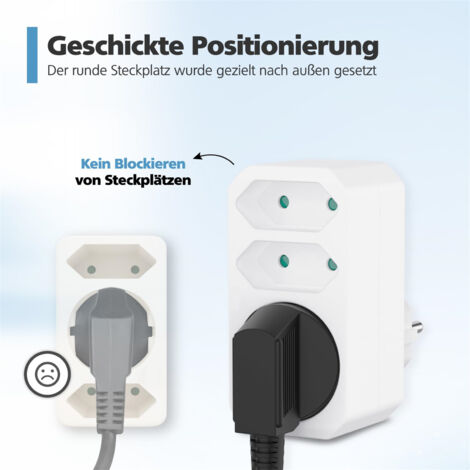 Set de 2 Prises multiples blanc - Adaptateur de prise avec sécurité ...
