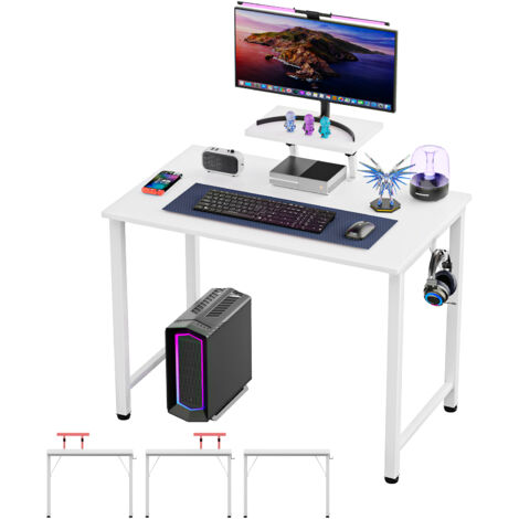 Schreibtisch mit Monitorablage und Kopfhörerhaken, PC Tisch ...