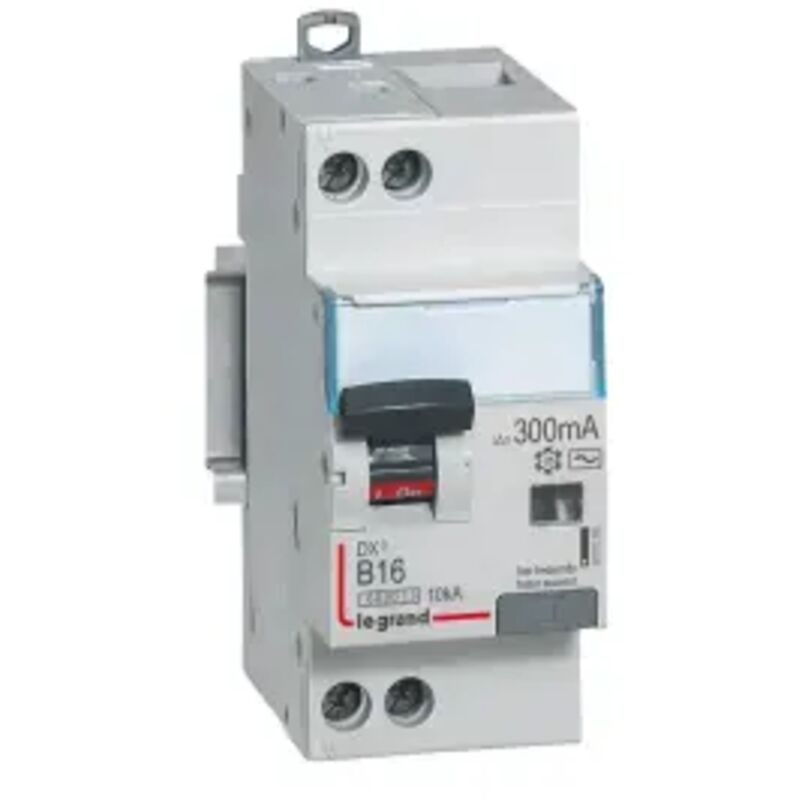Disjoncteur différentiel monobloc DX6000 10kA arrivée haute départ bas à vis U+N 230V 16A typeAC ...