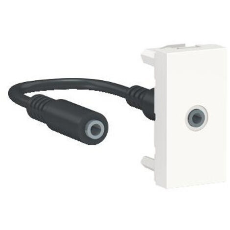 Unica - prise mini jack 3,5mm préconnectorisée - 1 mod - Blanc - méca ...