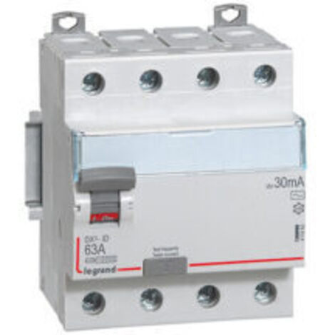 Interrupteur différentiel DX ID arrivée haute et départ bas à vis 4P 400V 40A typeF 100mA 4 ...