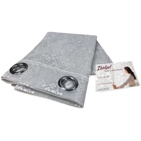 RIDEAU ISABEL gris cm. 140X280 EMBALLÉS dans de la DENTELLE jacquard