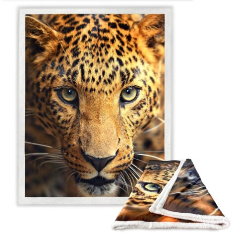 Plaid Couverture polaire Sherpa Fantasy HD léopard imprimé léopard