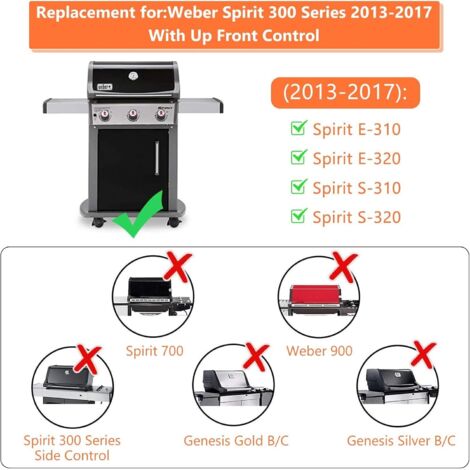 Quemador G69787 de 45,7 cm para Weber Spirit Serie 300 E310 S310 E320 S320, repuestos para tubo ...