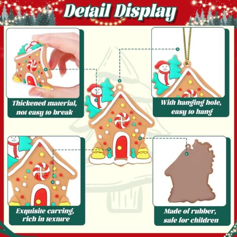 Juego de 16 adornos navideños de casitas de jengibre, ideales para ...