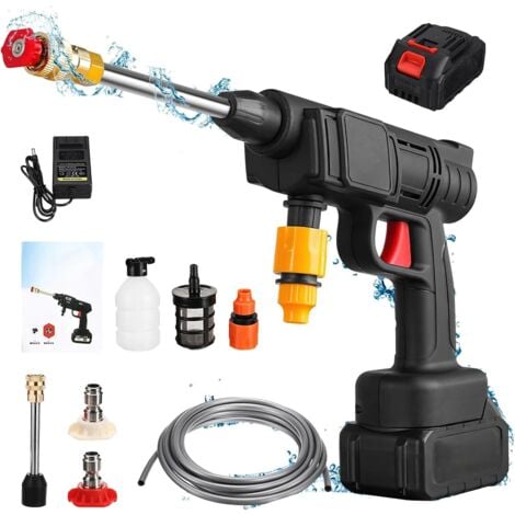 Nettoyeur Haute Pression sans Fil, Pistolet à Eau Portable avec 5m Tuyau, Nettoyeur Haute ...