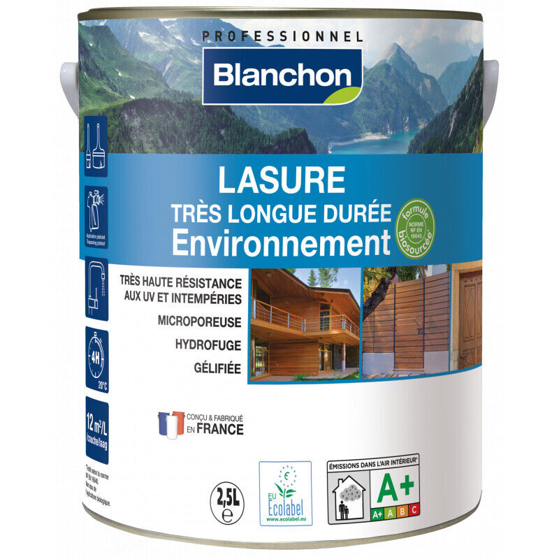 Lasure Blanc Très Longue Durée Environnement Biosourcée Blanchon 2,5L