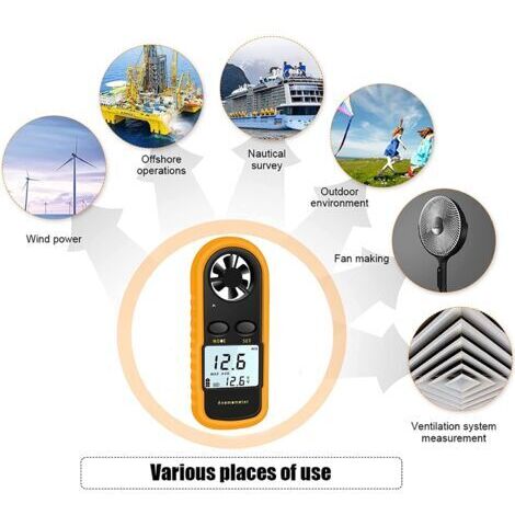 Anémomètre portable, anémomètre numérique de haute précision (± 5% ...