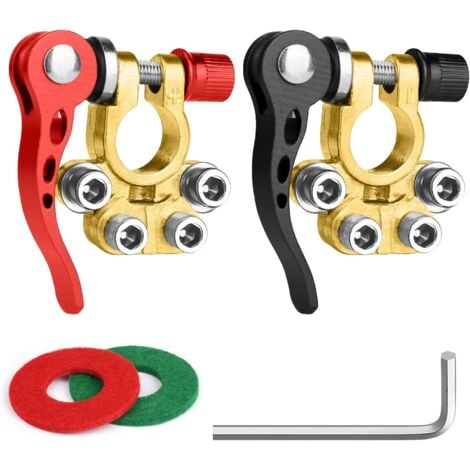 Cosse Batterie 12V/24V, Bornes de Batterie Terminal Positives et Négatives avec 1Paire de Joint ...