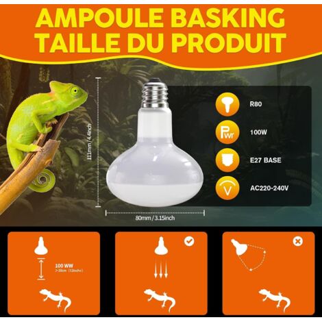 100W Lampe Chauffante Terrarium, E27 Ampoule Chauffante Poussin ...