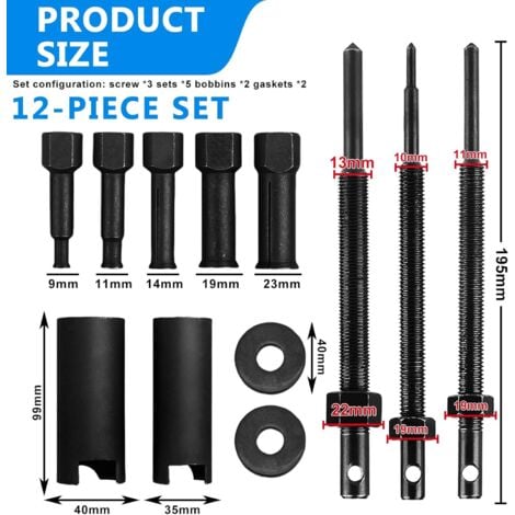 Kit D'extracteur de Roulement Intérieur de Moto, 12 Pièces 9-23 mm D ...