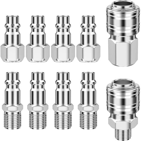 10 Pièces Raccord Rapide Air Comprimé, Raccord Pneumatique, Accessoires Compresseur d'Air ...