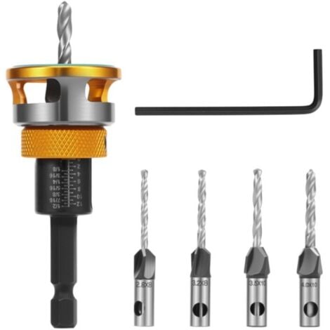 Jeu de Forets à Chanfreiner, Foret Bois Fraise avec Butée de Profondeur ...