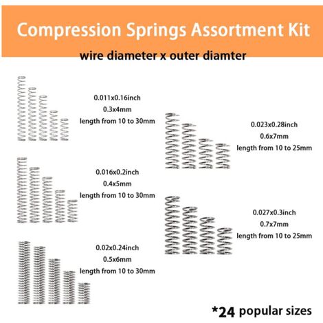 Ressort de Compression en Acier Inoxydable Petit Ressort 24 Tailles de ...
