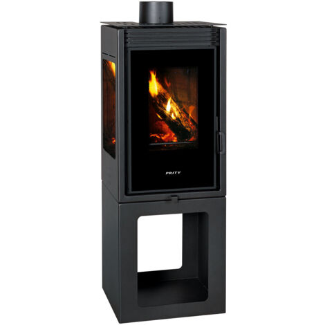 Stufa a legna Prity PMV3 TV – 11 kW, Nero Grafite, Classe A, Design Panoramico