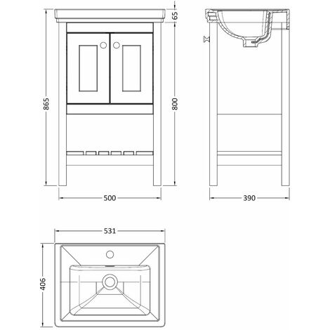500mm Bathroom Vanity Unit Wash Basin Sink Cabinet Furniture Grey ...
