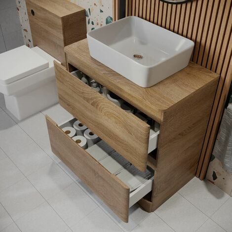 Bathroom Cloakroom Vanity Unit Countertop Wash Basin Storage Cabinet ...