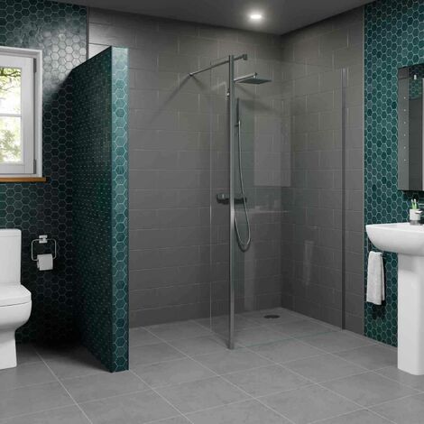 1700 x 900mm Walk In Shower Enclosure 900mm Screen & Return Panel 8mm ...