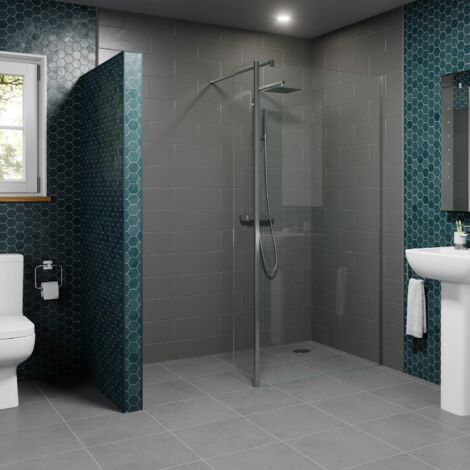 Modern 800mm Walk In Wet Room Shower Screen Return Panel Easy Clean 8mm ...