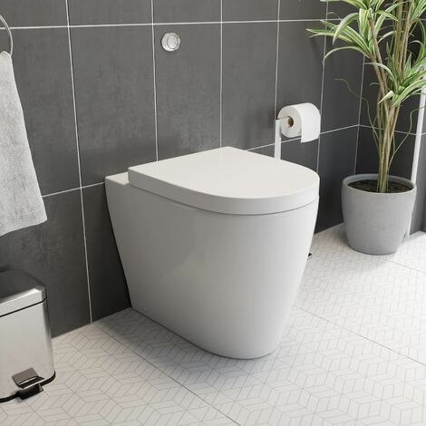 Modern Bathroom Rimless Back to Wall BTW Toilet Pan Soft Close Seat ...