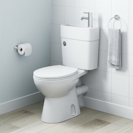 Essentials 2-in-1 Close Coupled Toilet With Sink On Top - Tap & Waste Incl