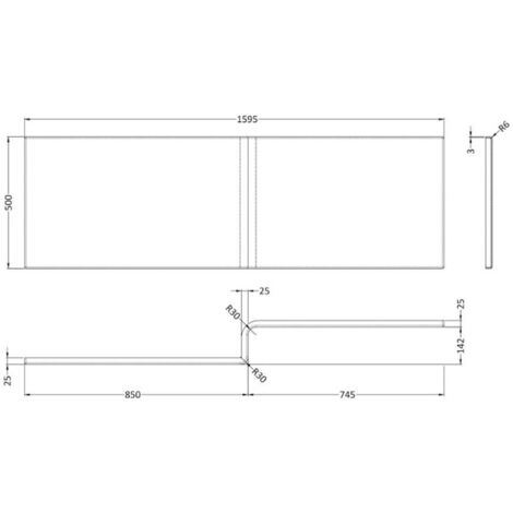 1600 L Shaped Right Hand Shower Bath Bathtub Front Panel Acrylic ...